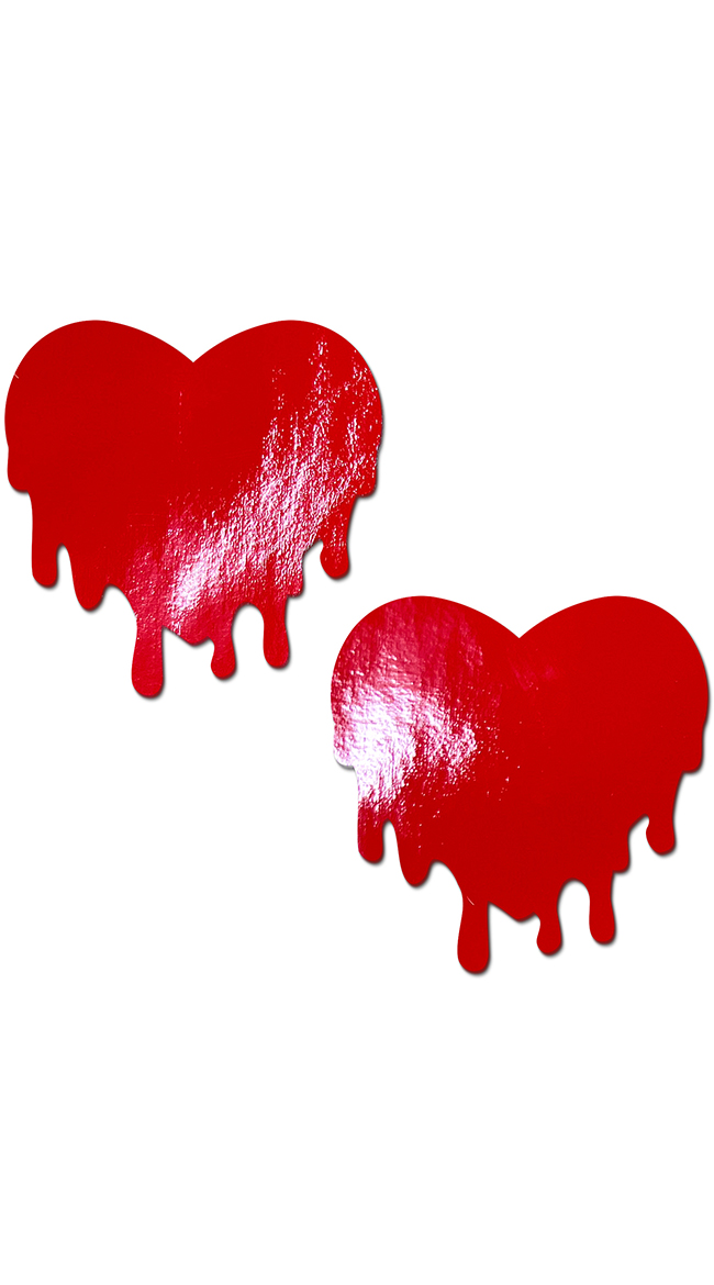 Red Melty Heart Vinyl Pasties, Red Melted Heart Pasties - Yandy.com