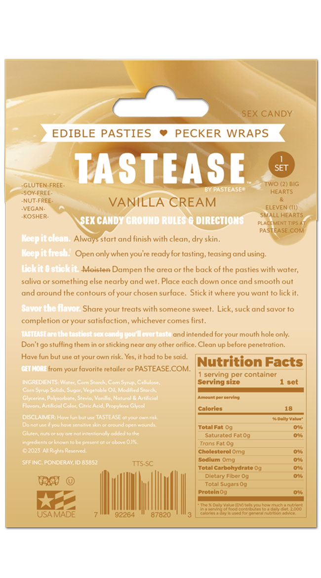 Sweet Cream Candy Edible Pasties & Pecker Wraps, Gold Heart Edible ...