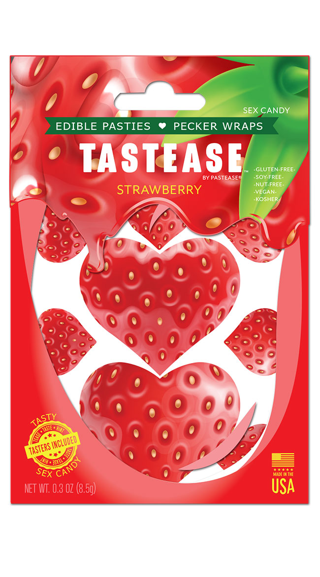 Strawberry Candy Edible Pasties & Pecker Wraps, Edible Strawberry Heart ...