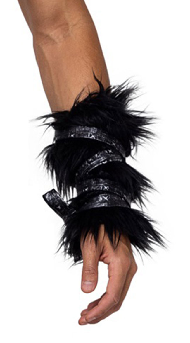 Strappy Faux Fur Cuffs, Faux Fur Wrist Cuffs - Yandy.com