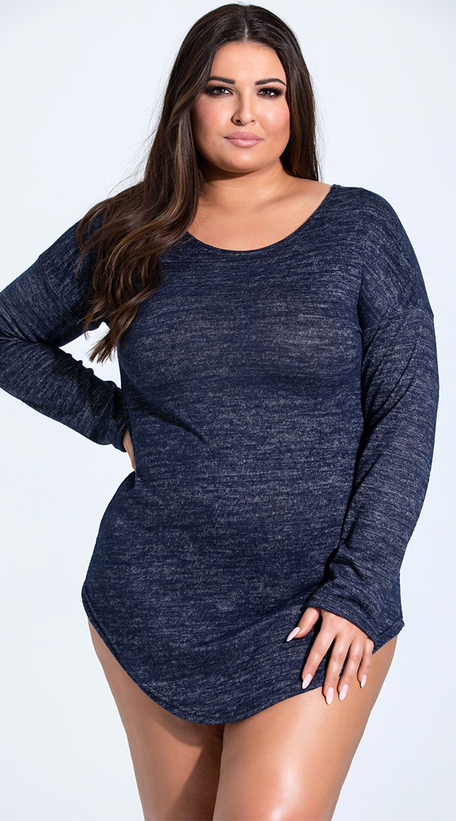 Plus Size Grey Area Cozy Pajama Shirt Plus Size Grey Long Sleeve Pajama Shirt