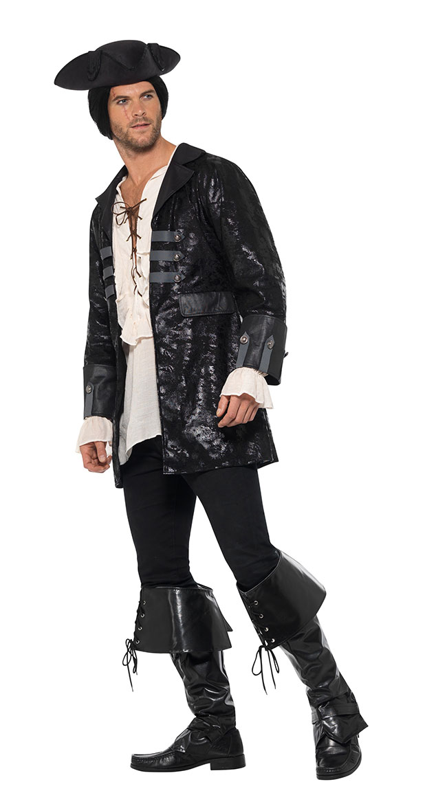 Men's Black Buccaneer Jacket, men's black pirate jacket - Yandy.com