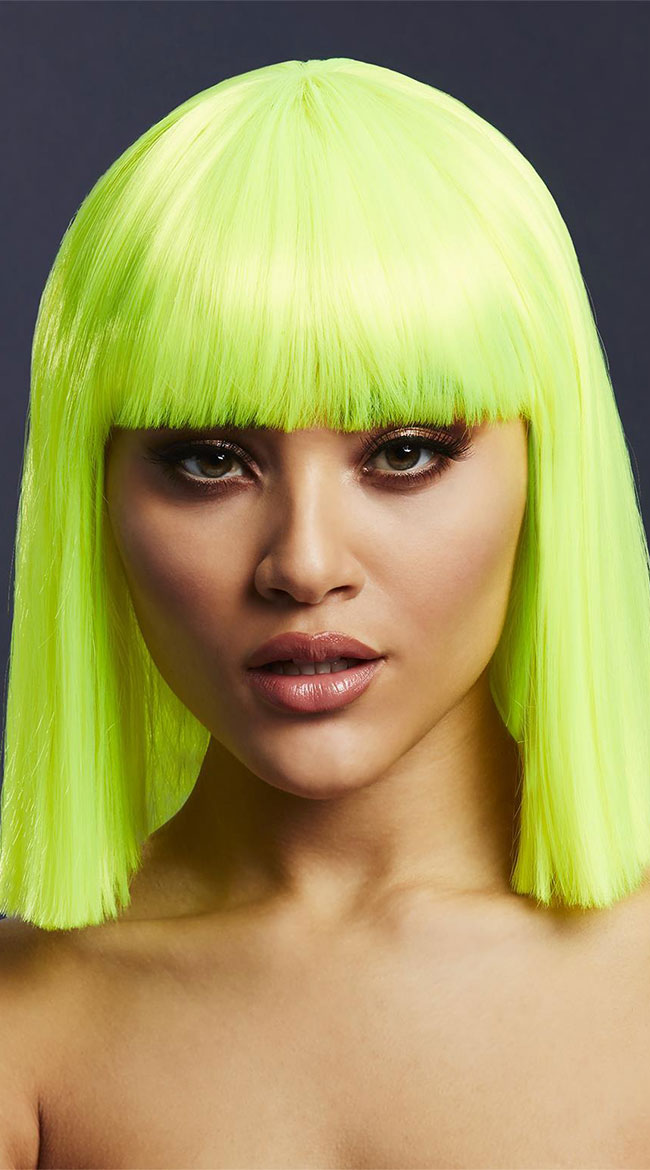 Lola Neon Lime Blunt Bob Wig, Lime Green Wig Accessory - Yandy.com