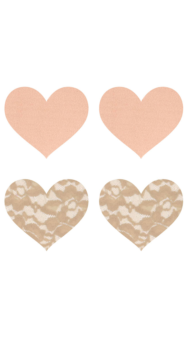 2-Pack Nude Ambition Heart Pasties, Nude Heart Pasties - Yandy.com