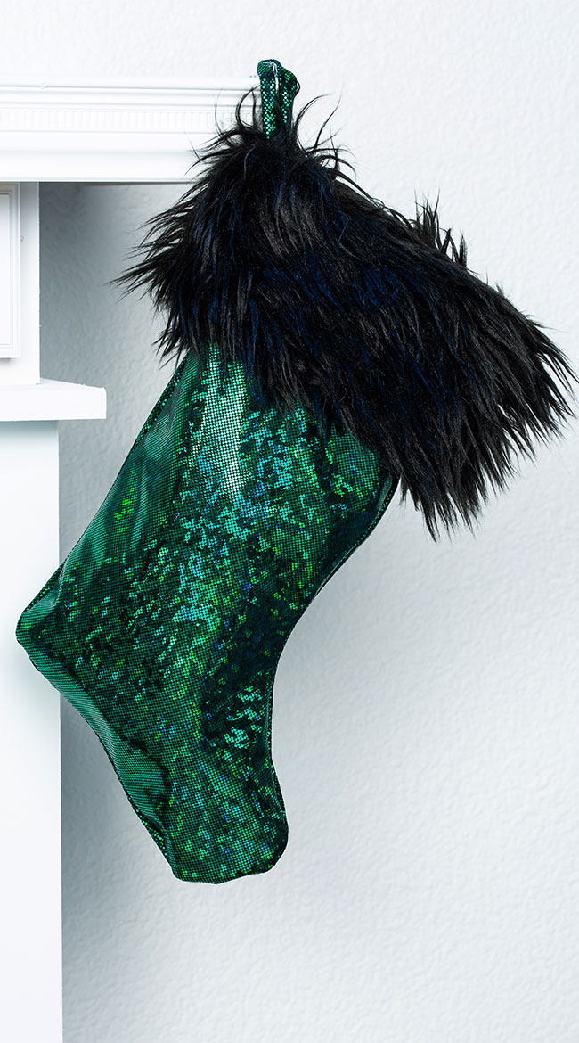 Sassy Faux Fur Christmas Stocking, Printed Faux Fur Christmas Stocking ...