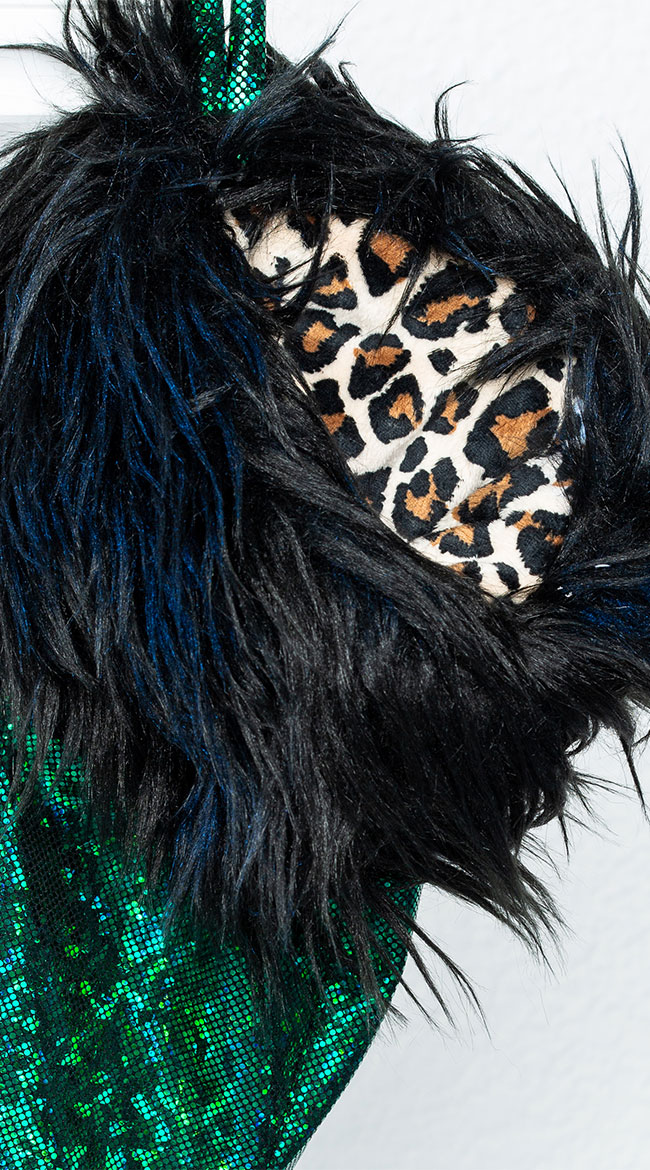 Sassy Faux Fur Christmas Stocking, Printed Faux Fur Christmas Stocking ...