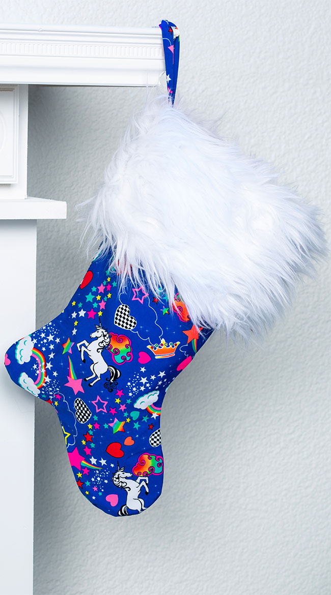Sassy Faux Fur Christmas Stocking, Printed Faux Fur Christmas Stocking ...