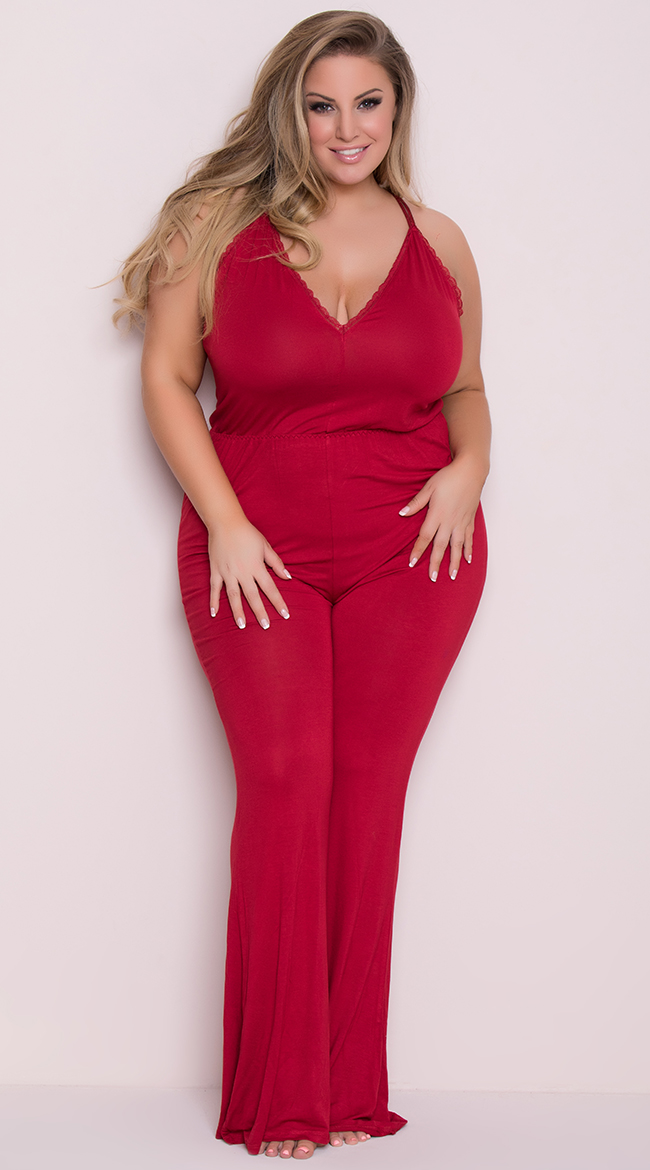 Yandy Plus Size Soft Jersey Lounge Jumpsuit, plus size pajama jumpsuit ...