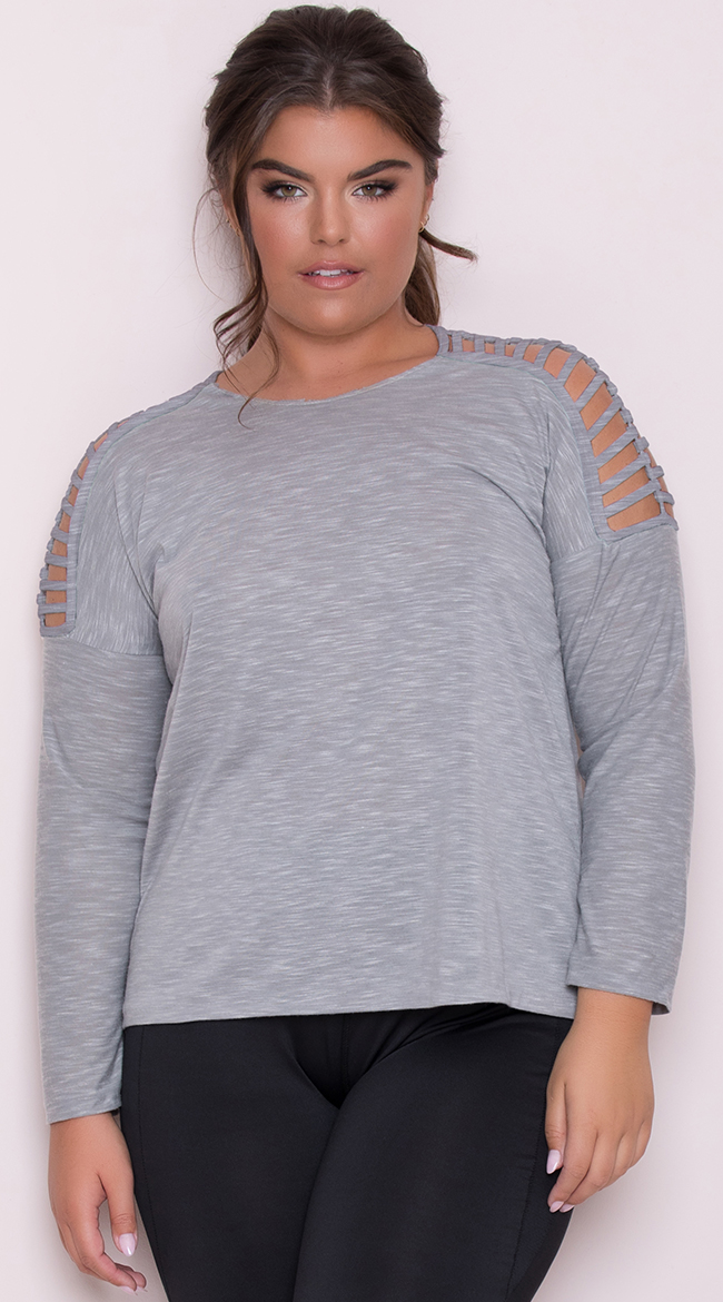 Yandy Plus Size Caged Active Top, plus size long sleeve top - Yandy.com
