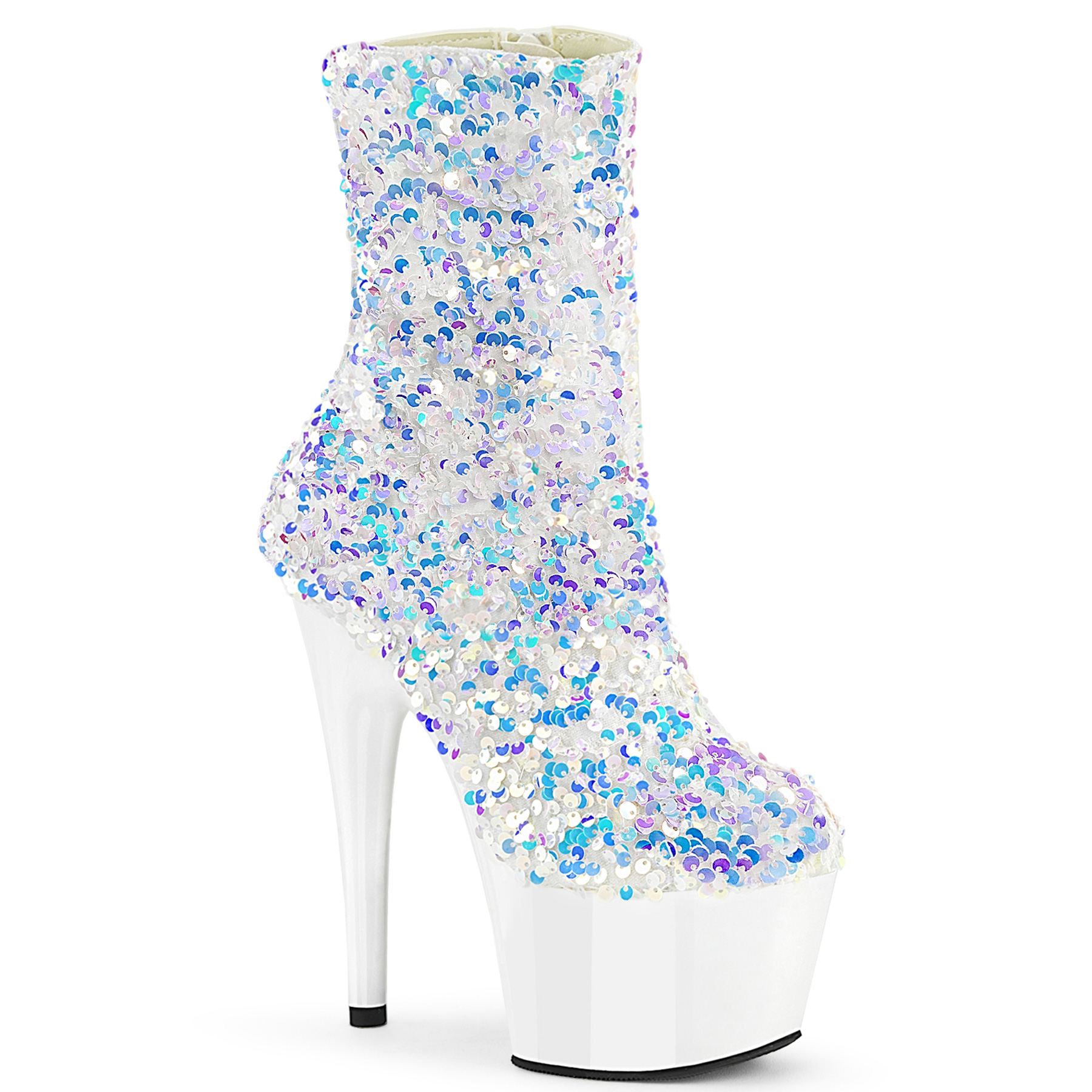 7" Heel, 2 3/4" PF Sequins Ankle Boot, Inside Zip