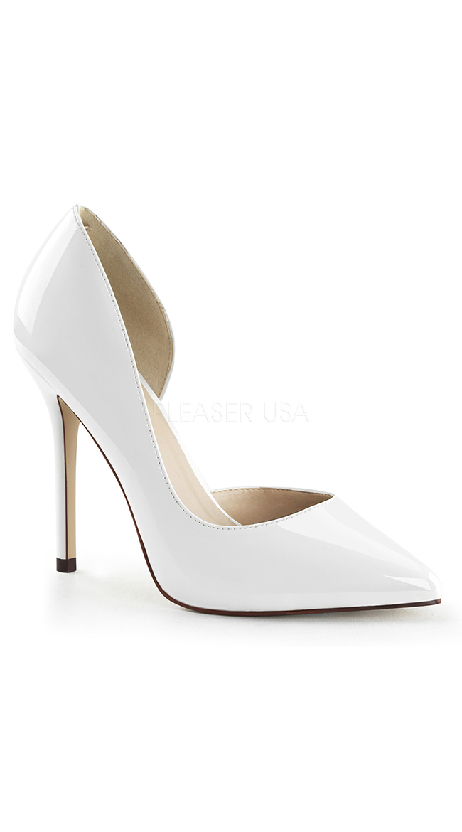 Glossy Pointy Toe Pump with Side Cut Out, Black Pumps