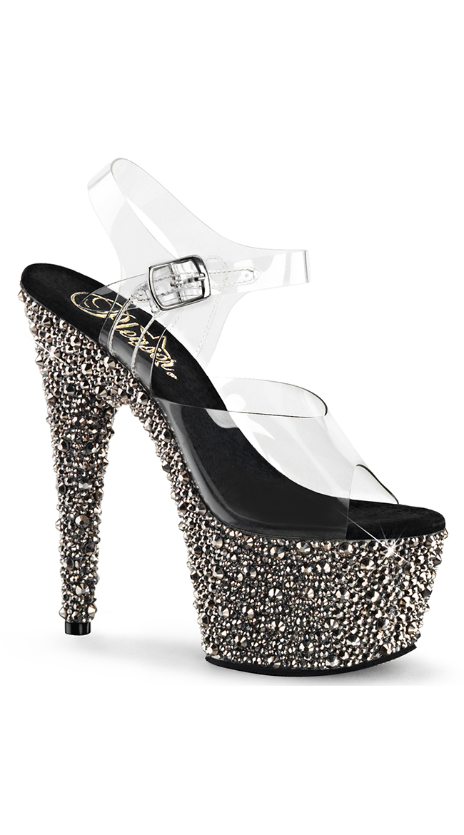 7" Platform Sandal with Multi-Sized Rhinestones, 7" Platform Sandals ...