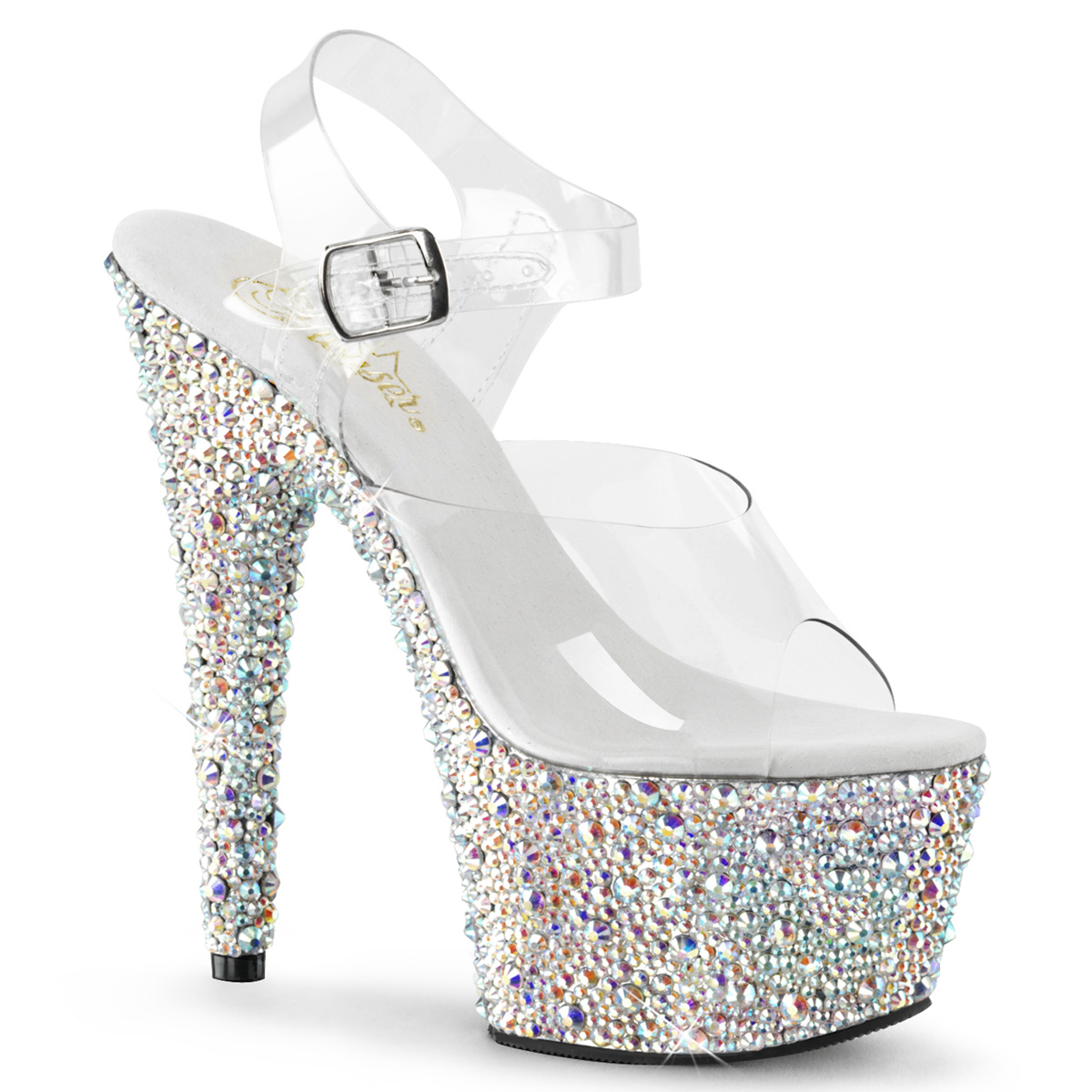7" Platform Sandal with Multi-Sized Rhinestones, 7" Platform Sandals ...
