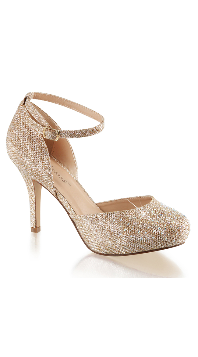 Rhinestone Embellished 3.5" Pumps, Sparkly Pumps, Three inch Heels