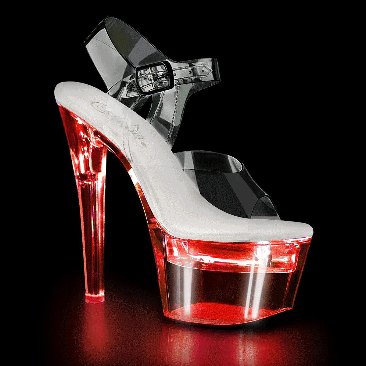 7" Heel, 2 3/4" Platform LED Illuminated Ankle Strap Sandal