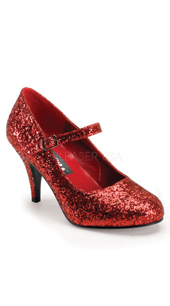Glinda Glitter Mary Janes, Red Glitter Shoes, Red Glitter Pumps - Yandy.com