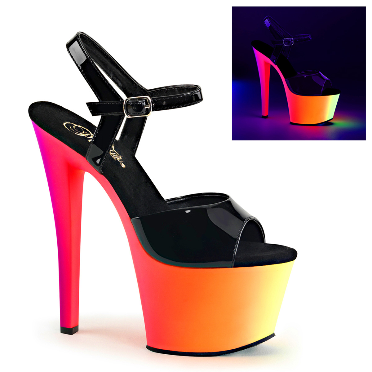 UV Reactive Ombre Platforms, Ombre Platform High Heel, 7 Inch High Heel ...