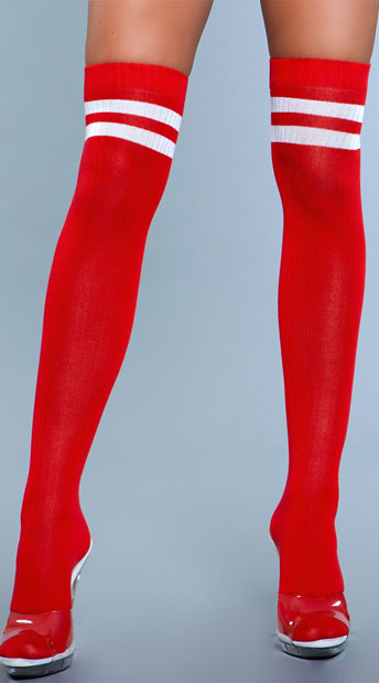 Going Pro Striped Thigh Highs Striped Athletic Socks