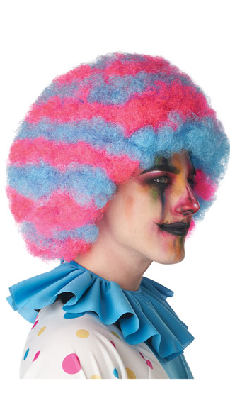 Blue And Pink Spiral Clown Wig, Sexy Blue And Pink Spiral Afro Clown ...