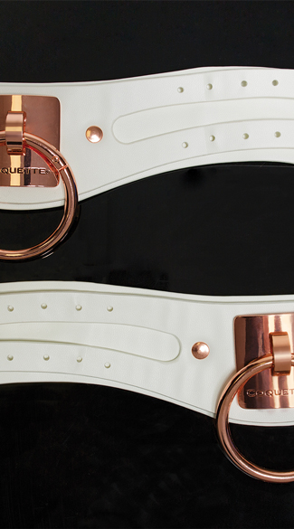 White and Rose Gold Handcuffs, White Handcuffs - Yandy.com