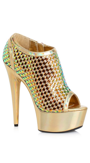 Metallic Peep Toe Heels, Metallic Heels - Yandy.com