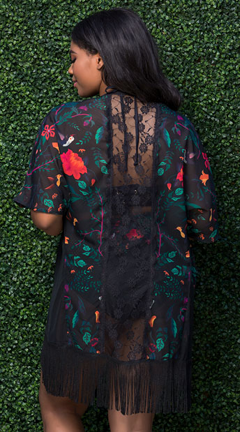 Plus Size Yandy Tropical Getaway Kimono Cover-Up, plus size floral ...