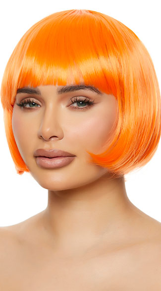 Futuristic Element Wig, Neon Orange Bob Wig - Yandy.com