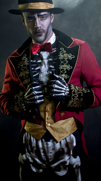 Men's Skeleton Ringmaster Costume, Men's Skeleton Circus Costume ...