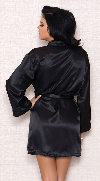 Basic Satin Robe, short satin robe - Yandy.com