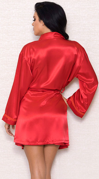 Basic Satin Robe, short satin robe - Yandy.com