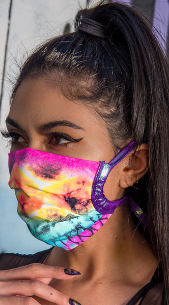 Rainbow Ruin Tie Back Face Mask, Stylish Face Covering - Yandy.com
