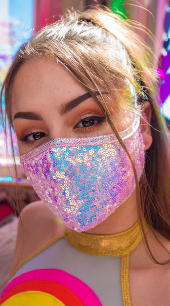 Pink Sequin Tailored Face Mask, Stylish Face Covering - Yandy.com