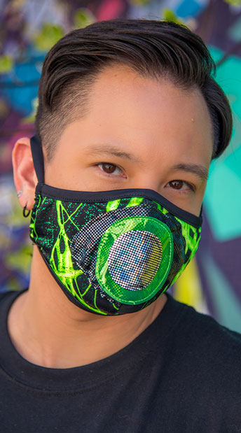 Green Eye Of The Tiger Face Mask, Stylish Face Covering - Yandy.com