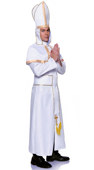 Men's White and Gold Pope Costume, Men's Pope Costume - Yandy.com