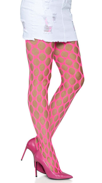 Neon Jumbo Pothole Net Tights, Neon Fishnet Pantyhose - Yandy.com