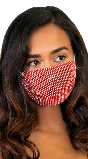 Harlow Mesh Face Mask, Rhinestone Face Covering - Yandy.com