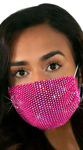 Harlow Mesh Face Mask, Rhinestone Face Covering - Yandy.com
