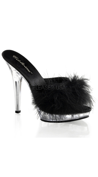 Marabou Slide Platform Sandal with 5" Heel, Sexy Slide Sandal - Yandy.com
