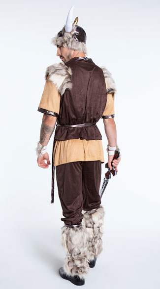 Men's Brave Viking Costume, Men's Faux Fur Viking Warrior Costume ...