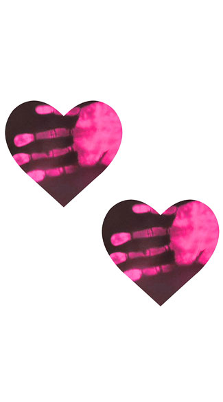 Temperature Reactive Heart Pasties, Heat Reactive Black and Pink Heart ...