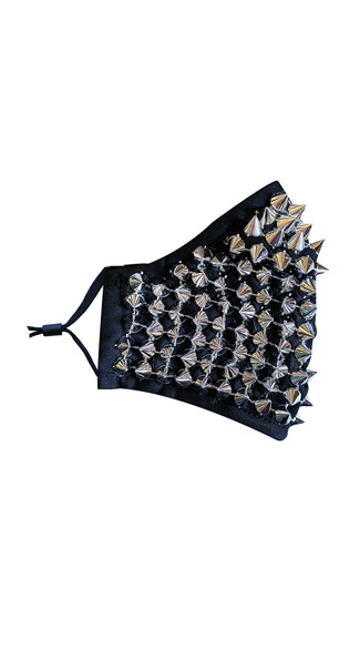 Silver Stay Away Studded Face Mask, Sexy Fashion Mask - Yandy.com