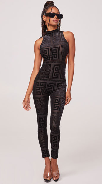 Mediterranean Nightlife Jumpsuit, High Neck Jumpsuit - Yandy.com
