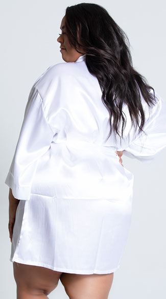 Plus Size Midnight Satin Robe, short satin robe - Yandy.com