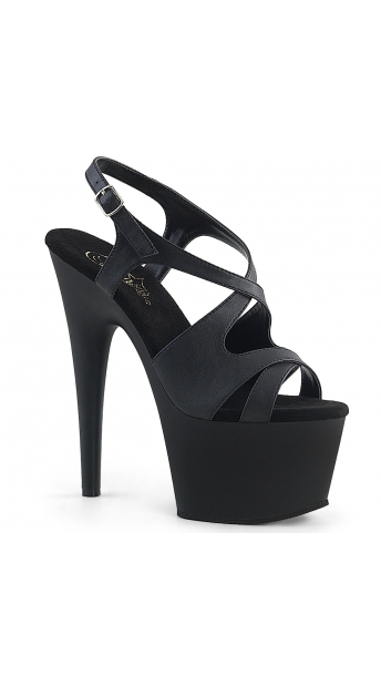7 Inch Criss-Cross Heel Sandal, Black Patent Heel Sandals - Yandy.com