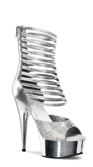 6 Inch Shimmering Ankle High Sandal, 6 Inch Heel 1 3/4 Inch Platform ...
