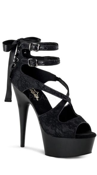 6 Inch Corset and Lace Sandal, 6" Heel, 1 3/4" Platform Criss Cross ...