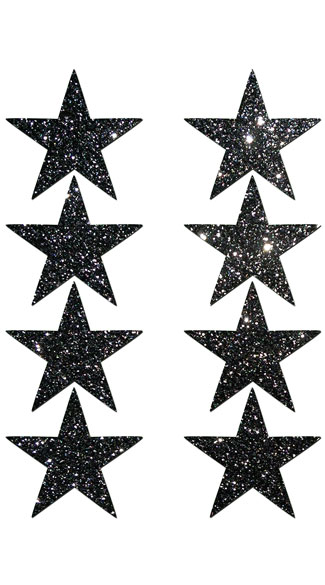 Mini Black Glitter Star Pasties, Black Glitter Pasties, Star Pasties