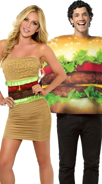 Triple Patty Deluxe Couples Costume Mens Cheeseburger Costume Mens Food Halloween Costume