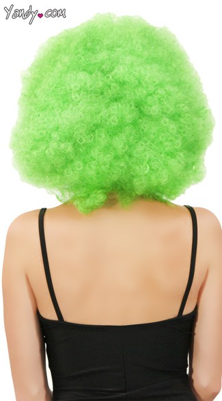 Neon Green Jumbo Clown Wig, Green Clown Wig, Green Afro Wig