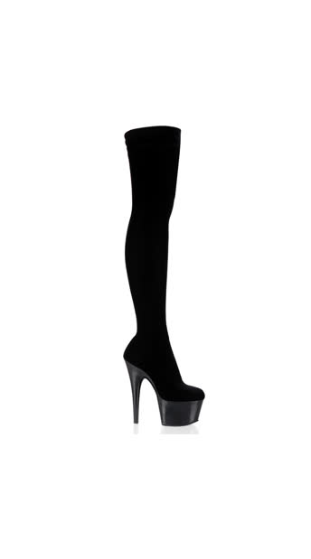 7" Heel, 2 3/4" PF Stretch Thigh Boot, Side Zip